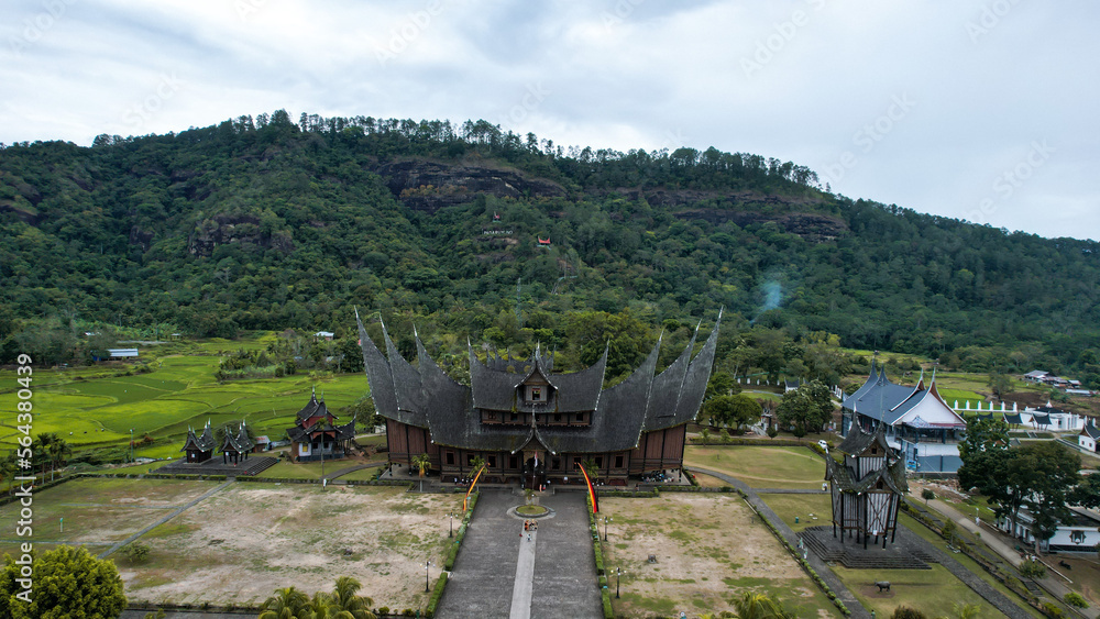 Aerial view of Istano Baso Pagar Ruyung, a heritage building with ...