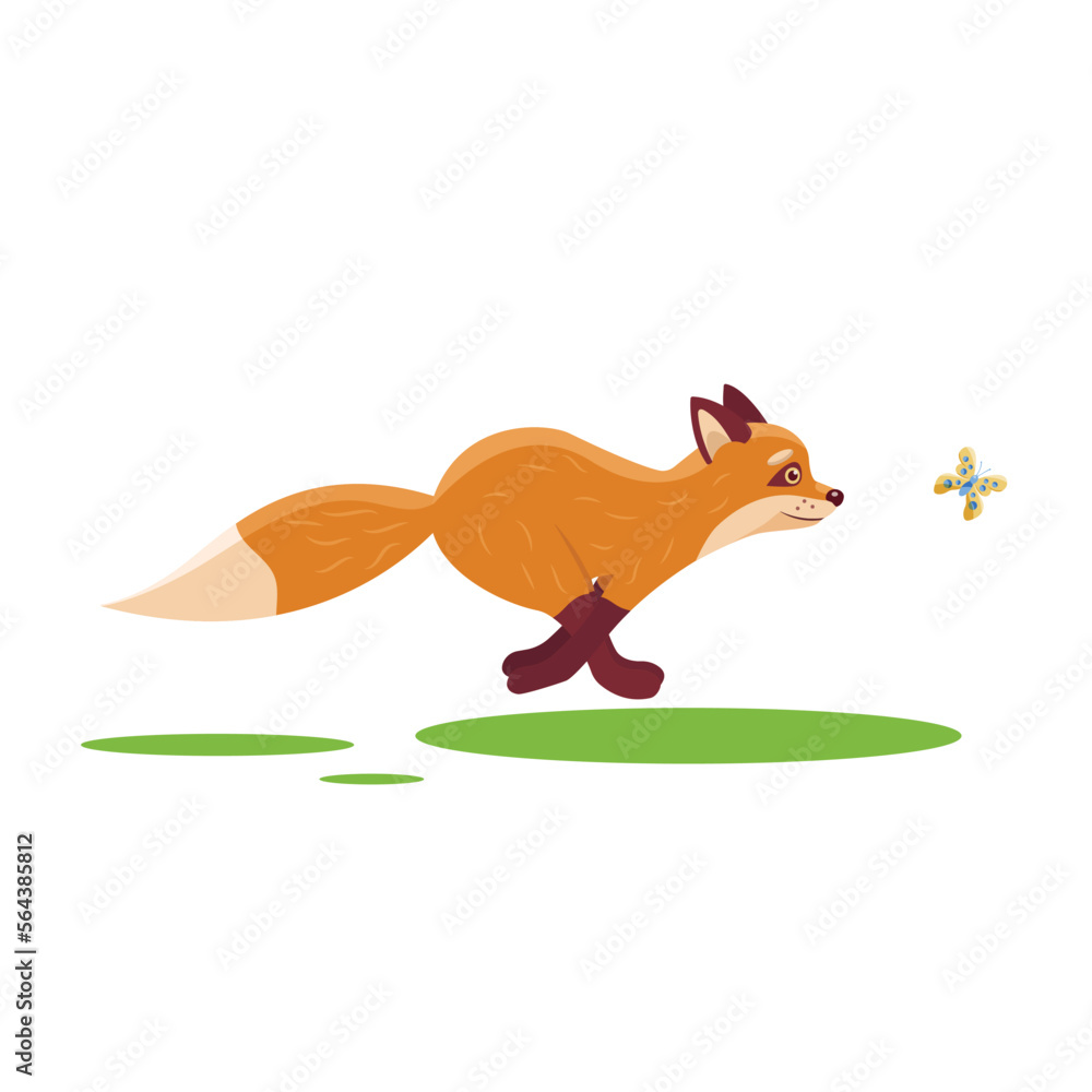 Cartoon red fox. Fox is jumping. Character, illustration isolated on ...