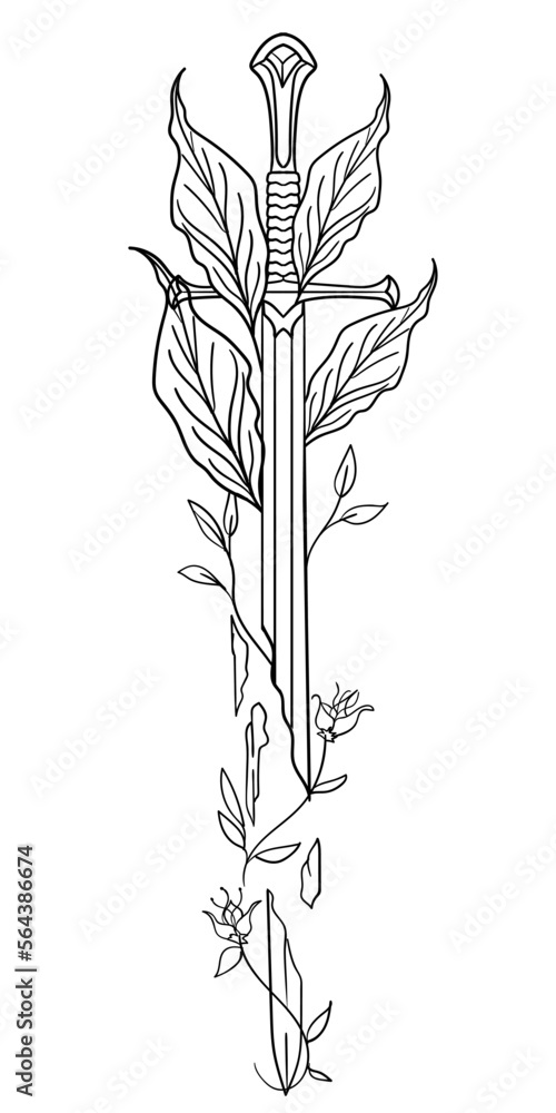 Poster Lord of the rings- Anduril White Tree vector.eps – Muurposter | Europosters