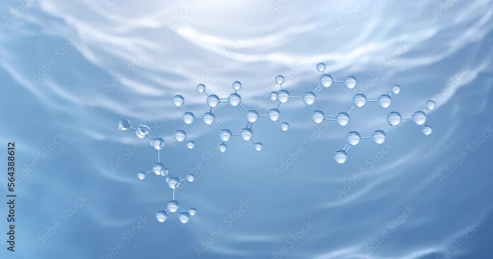 Folic acid molecule, rotating 3D model of folate, C19H19N7O6 under a ...