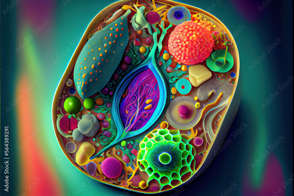 a plant cell, showing various components such as the nucleus, cytoplasm ...