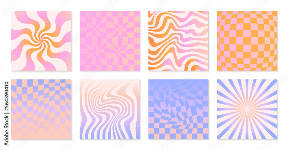 Vector backgrounds in groovy aesthetic.Abstract gradient templates in ...