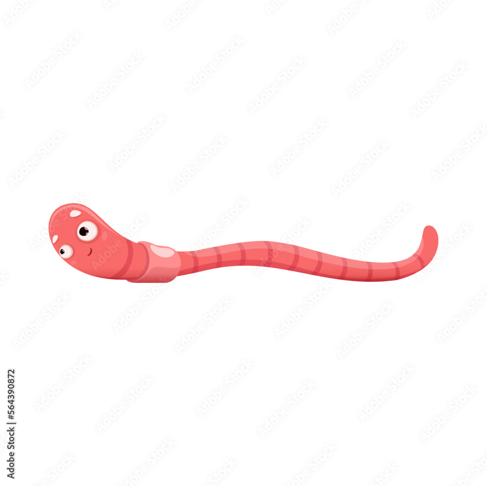 Cartoon funny earth worm crawl, vector earthworm character. Isolated ...