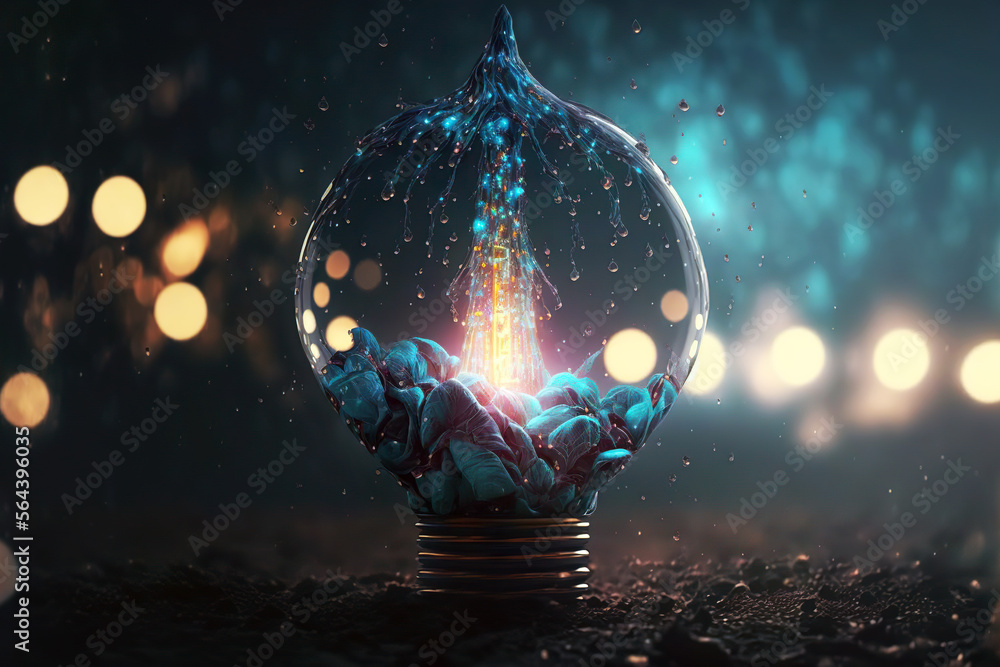 Concept of the environmentally conscious light bulb that gets its ...