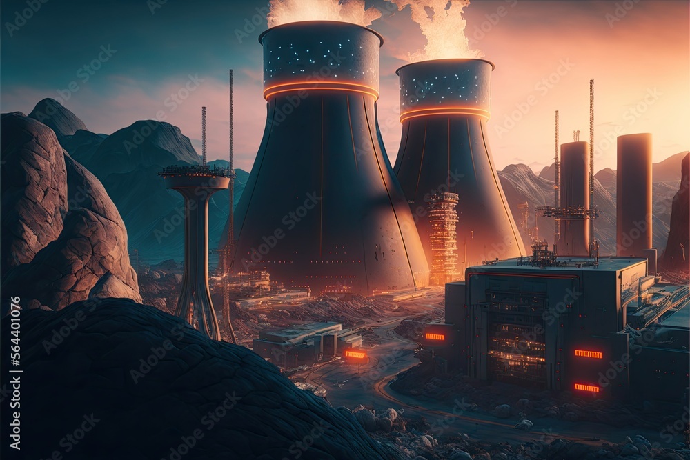 Futuristic Nuclear Powerplant concept art, nuclear fusion reactors ...