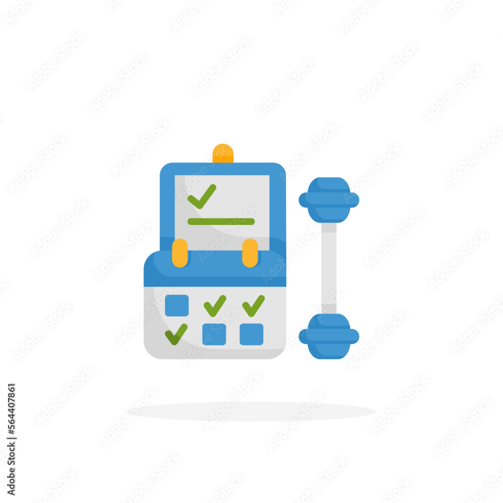 Workout Plan icon flat. Vector illustration on white background. Can ...