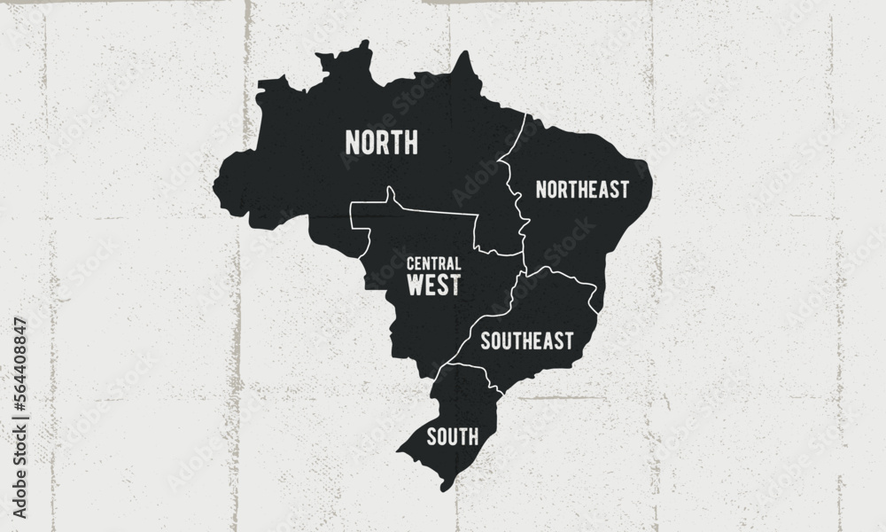 Brazil map. Poster map of Brazil. Brazil with state names. Vector ...