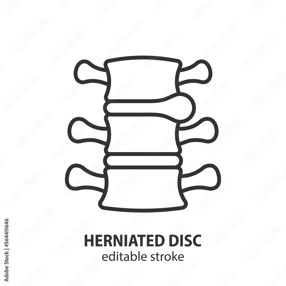 Spinal disc herniation line icon. Herniated disc vector sign ...