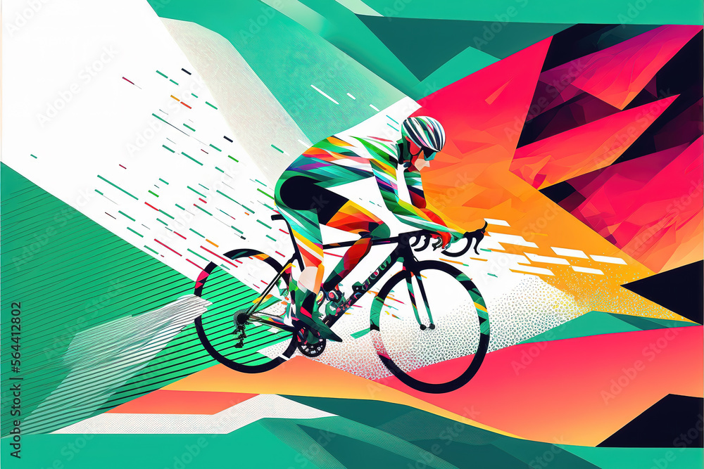 Poster, Foto a modern design art of a cycling competition, poster ...