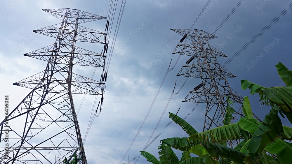 Electric power station high voltage in rural village environment Stock ...