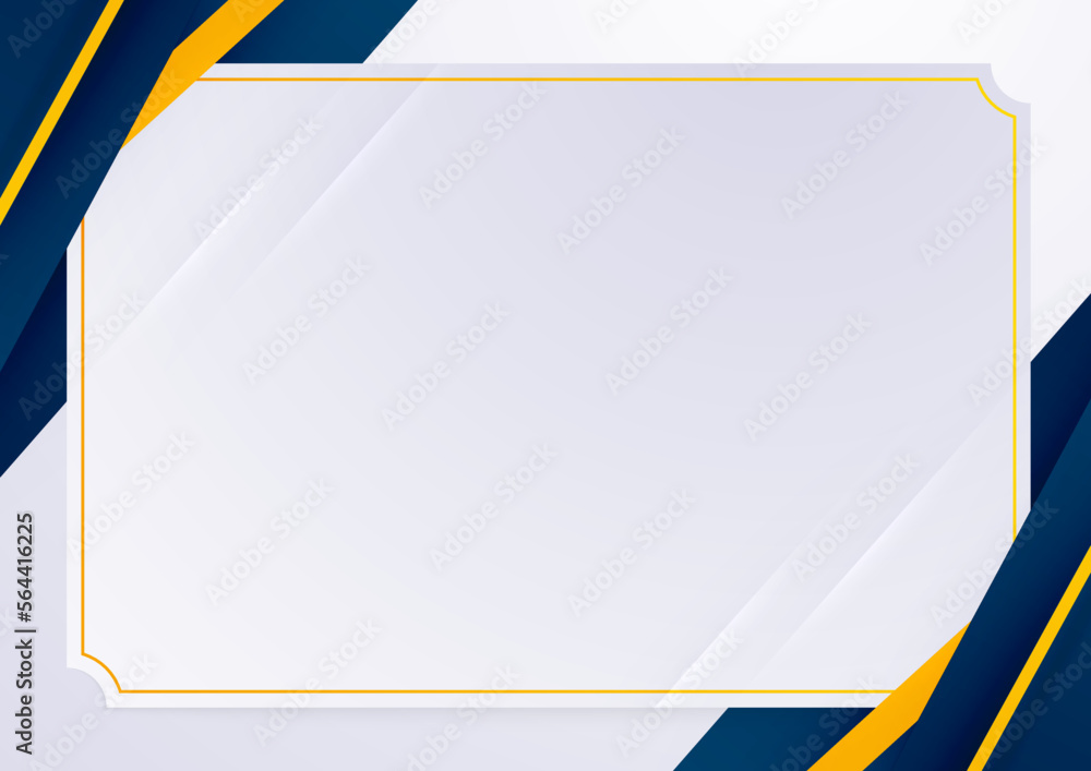 Modern abstract blue and yellow border frame element on white ...