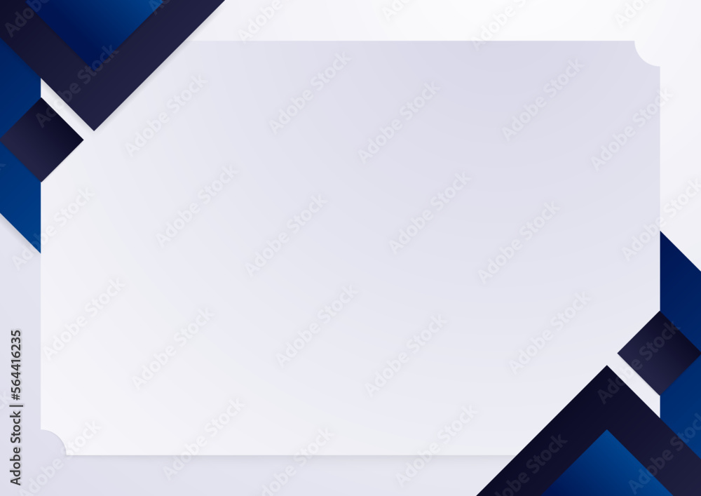 Modern abstract blue border frame element on white background with ...