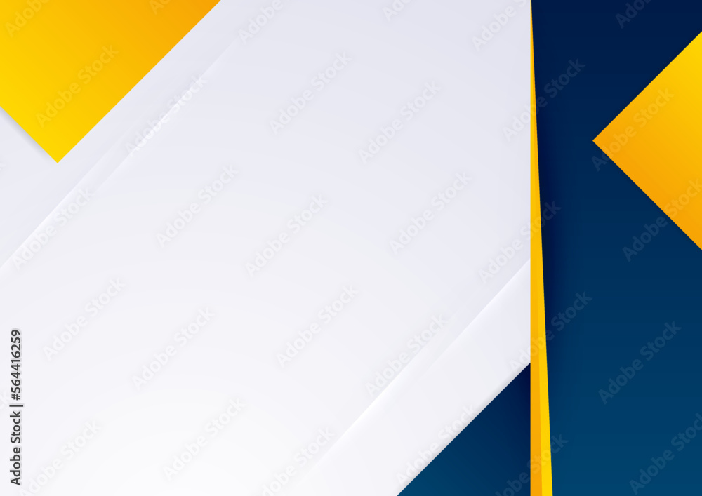 Modern abstract blue and yellow border frame element on white ...
