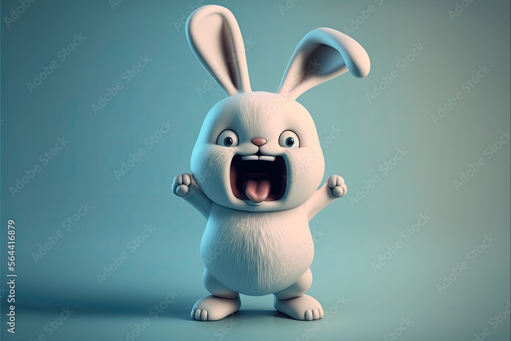 Generative AI Cute 3D Cartoon rabbit character Stock Illustration ...