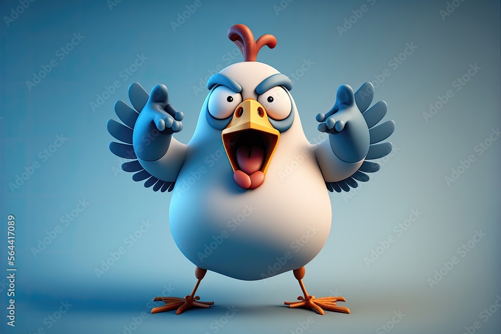 Generative AI Cute 3D Cartoon chicken character Stock Illustration ...