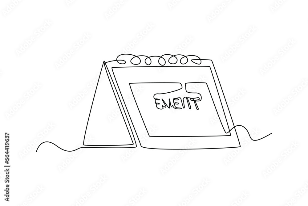 Single one line drawing standing calendar. Event planner concept ...