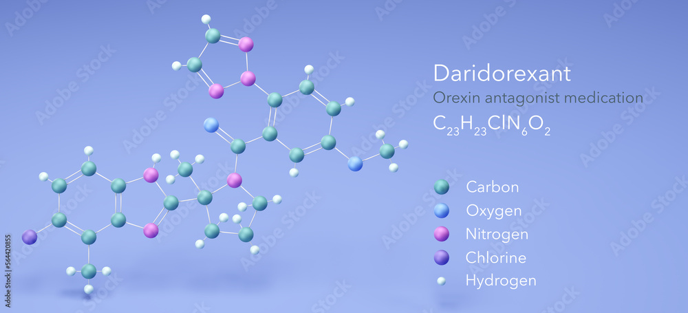 daridorexant molecule, molecular structures, c23h23cln6o2 Orexin ...