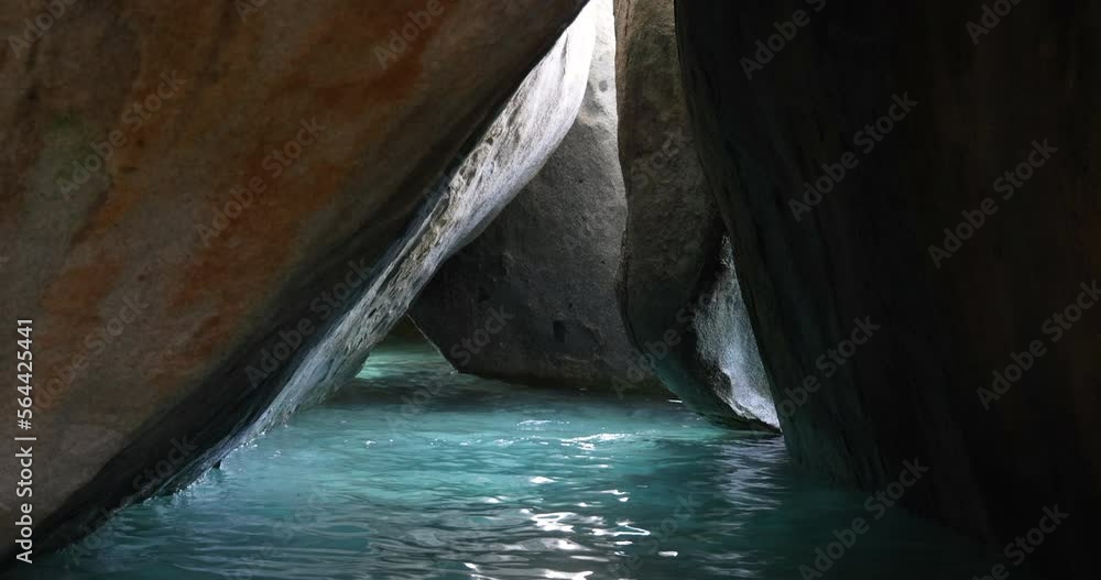 Virgin Gorda Caribbean ocean water Baths rocks cave. British Virgin ...