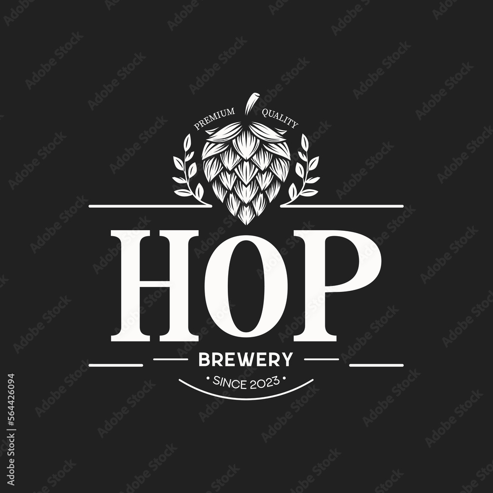 Vector Typography Design with Green Hand Drawn Cartoon Hop and Leaves ...