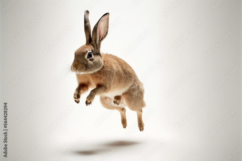 white rabbit jump on white background, full body with free space, Made ...