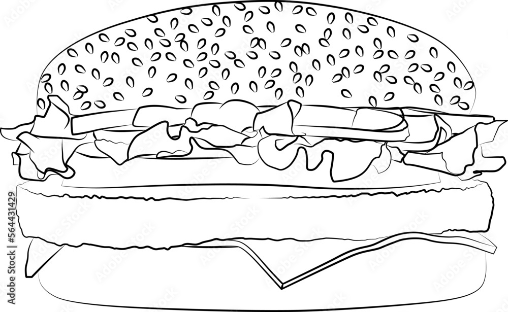 beef hamburger with burger patty, hamburger bun with sesame seeds ...