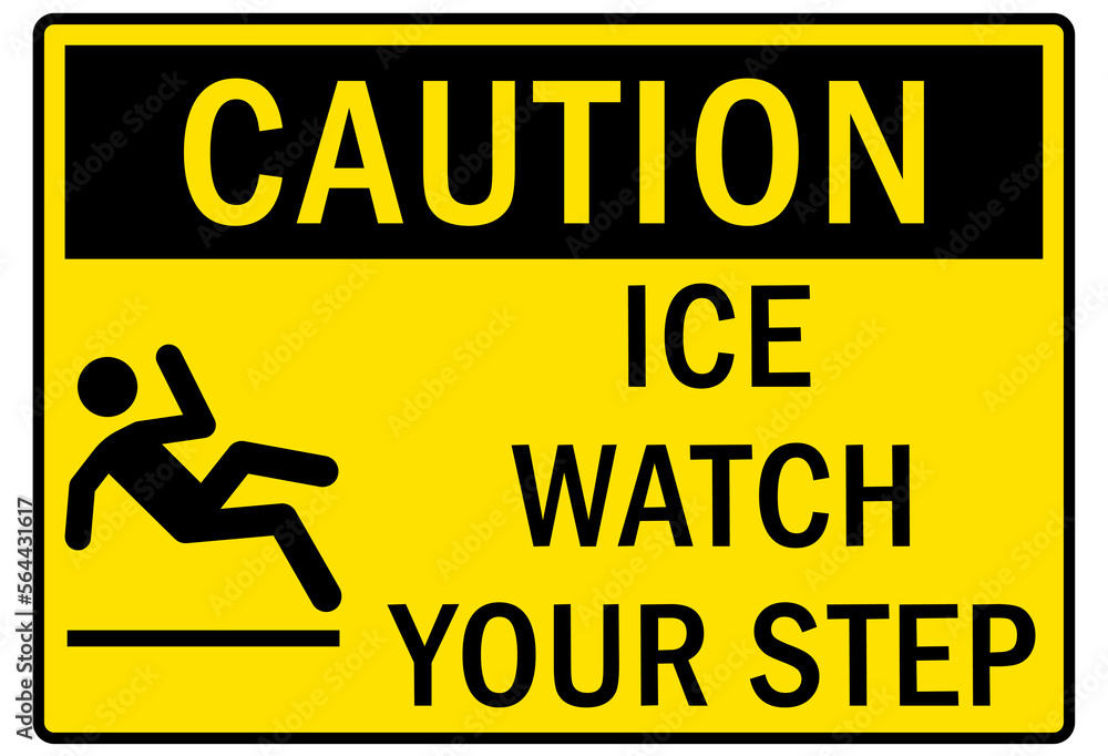 Ice warning sign and labels ice watch your step Stock Vector | Adobe Stock