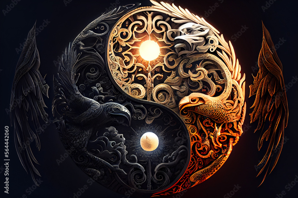 Ying Yang of the fight between good and the evil Stock Illustration ...