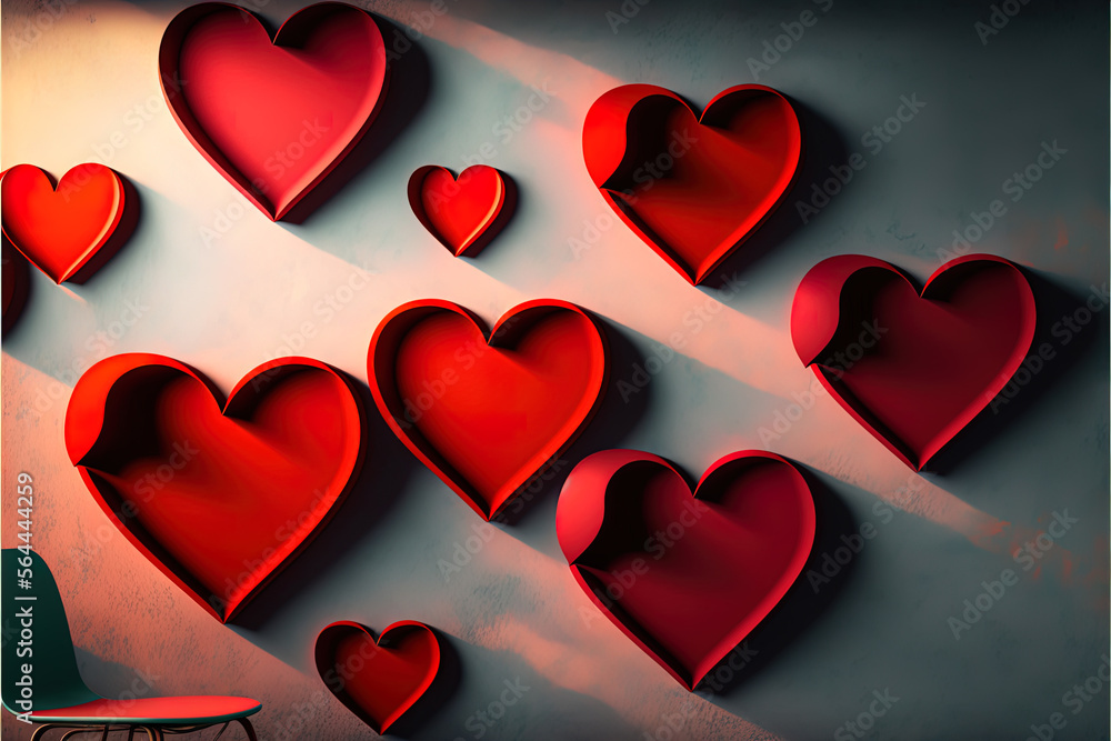 Heart-filled Wall: A Valentine's Day inspired illustration of a wall ...