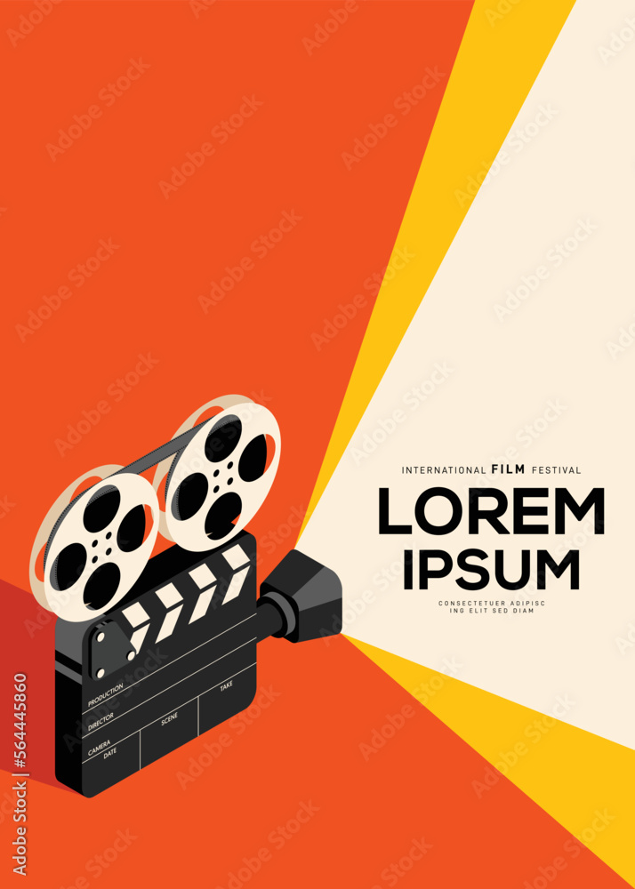 Movie and film poster design template background with film slate Stock ...