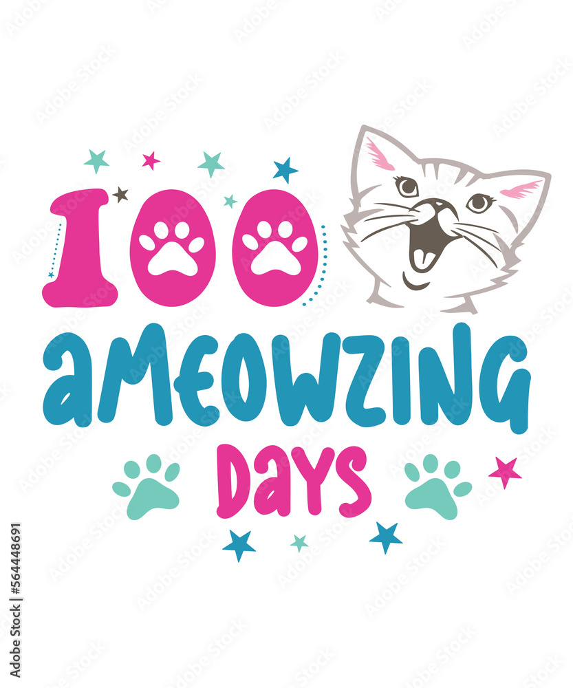 100 Ameowzing Days Svg, 100 days of school Svg, Cat School Cut File ...