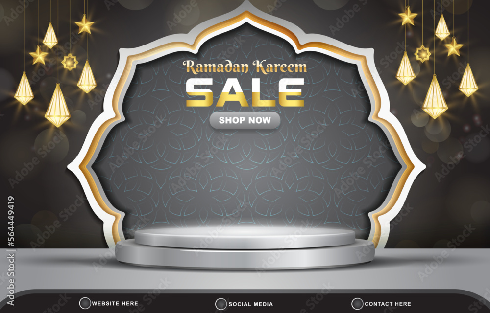 ramadan sale discount template banner with blank space 3d podium for ...
