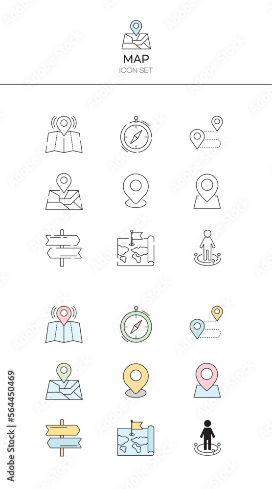지도 아이콘 Stock Vector | Adobe Stock