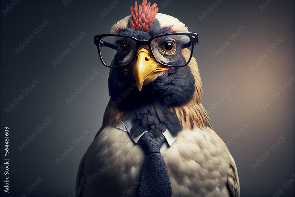 Ilustrace „Chicken business portrait dressed as a manager or ceo in a ...