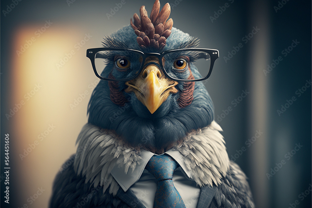 Chicken business portrait dressed as a manager or ceo in a formal ...