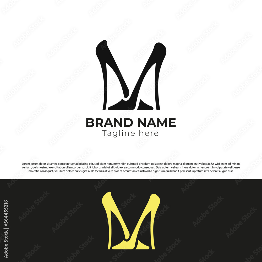 M Letter with shoe vector logo design, initial Letter M Shoes Logo ...