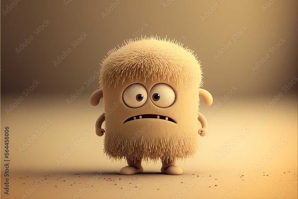 cartoon style tiny cute beige monster,generative ai Stock Illustration ...