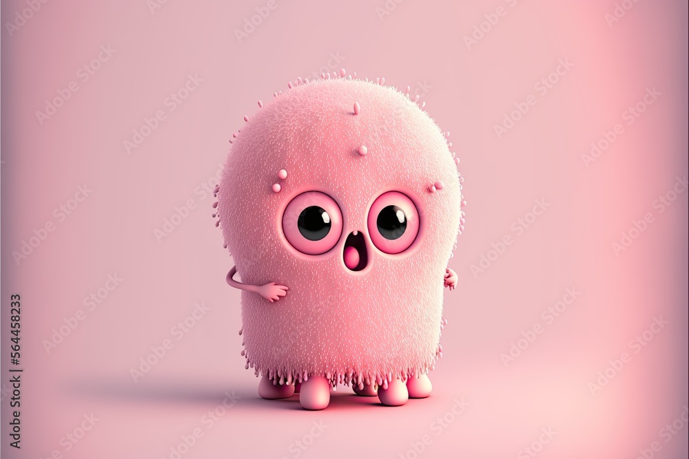 cartoon style tiny cute pink monster,generative ai ilustração do Stock ...