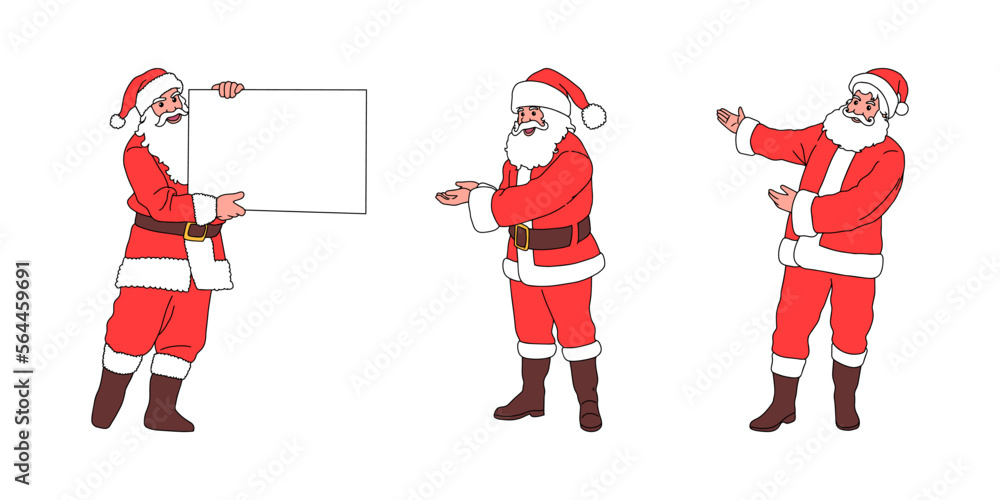 Vector cartoon illustration of cute traditional Santa Claus character ...