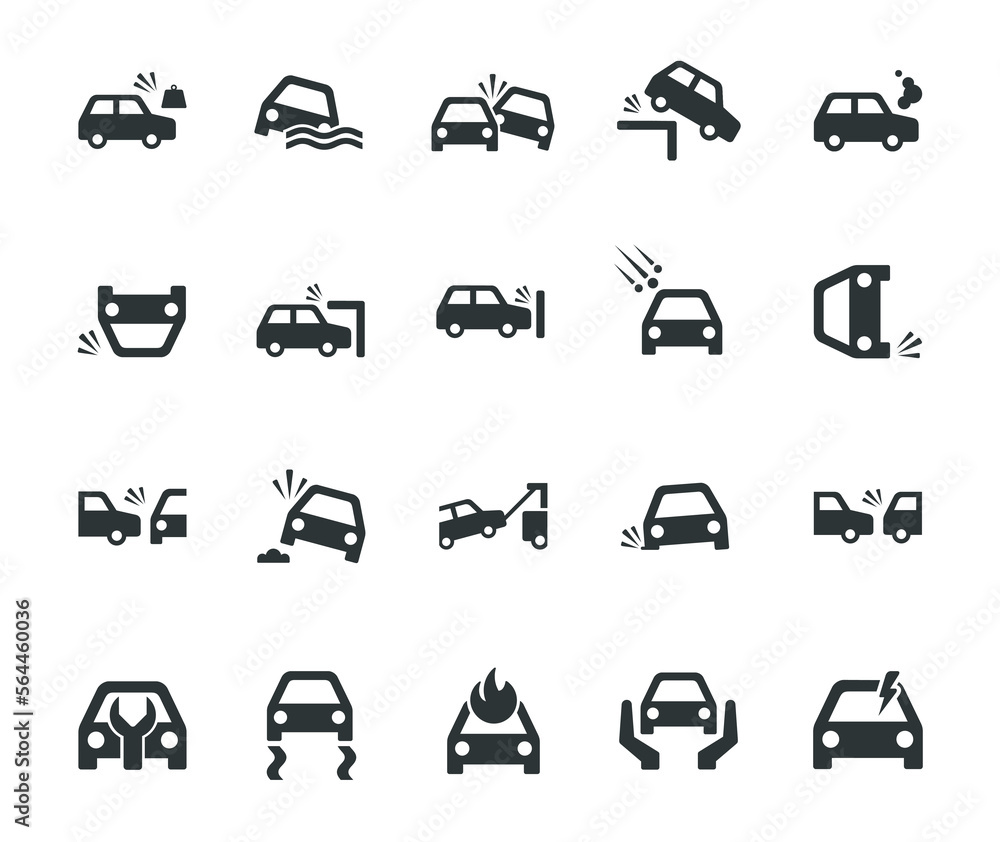 Car accident icon set Stock Vector | Adobe Stock