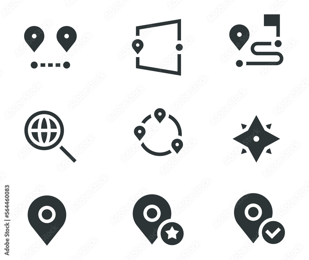 Location icon set. Navigation map simbols Stock Vector | Adobe Stock