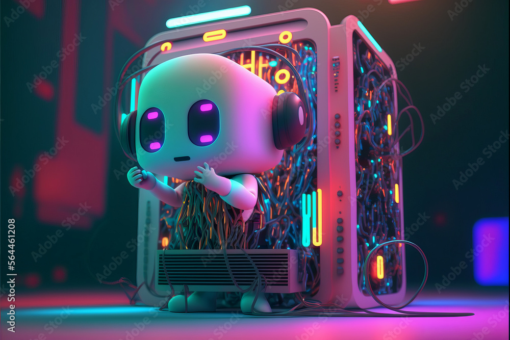 Colorful 3d computer processor, chip, ai technology with glowing body ...