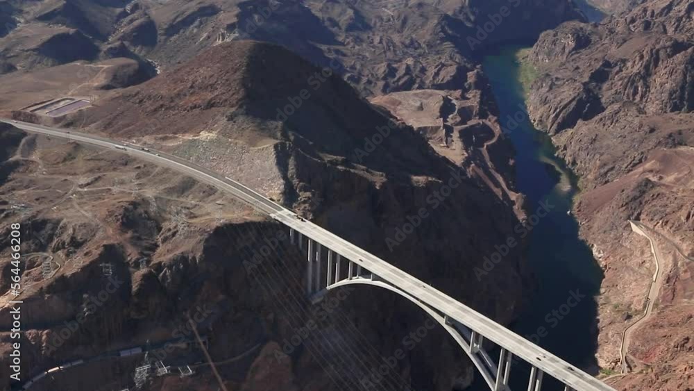 Aerial of the Bridge by the Hoover The Hoover Dam, a Major tourist ...