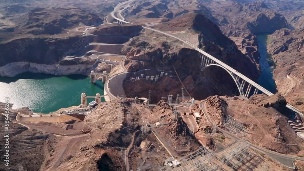 Aerial of the Bridge by the Hoover The Hoover Dam, a Major tourist ...