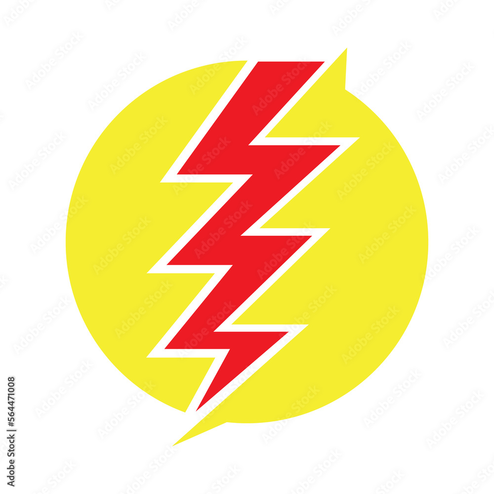 Electric lightning bolt sign inside a circle. negative space style. In ...