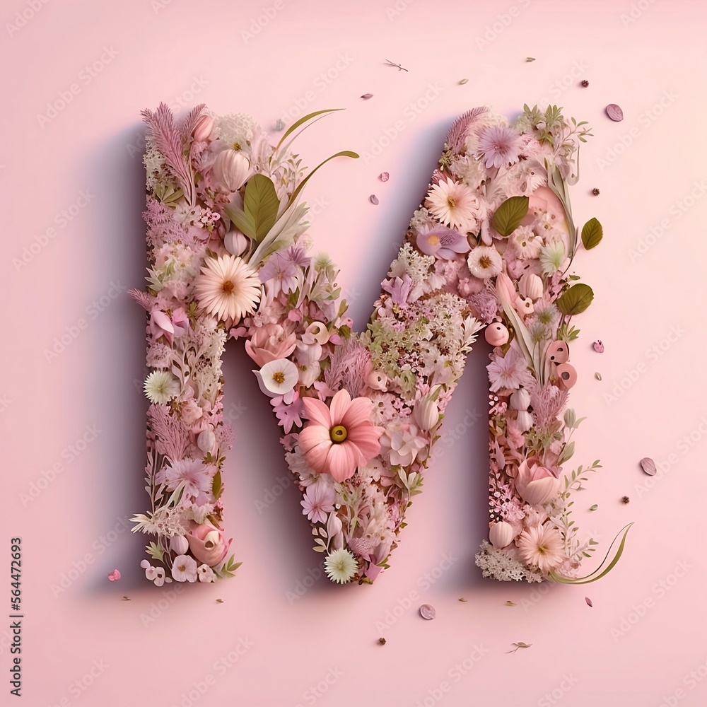 Letter M made from flowers Stock Illustration | Adobe Stock