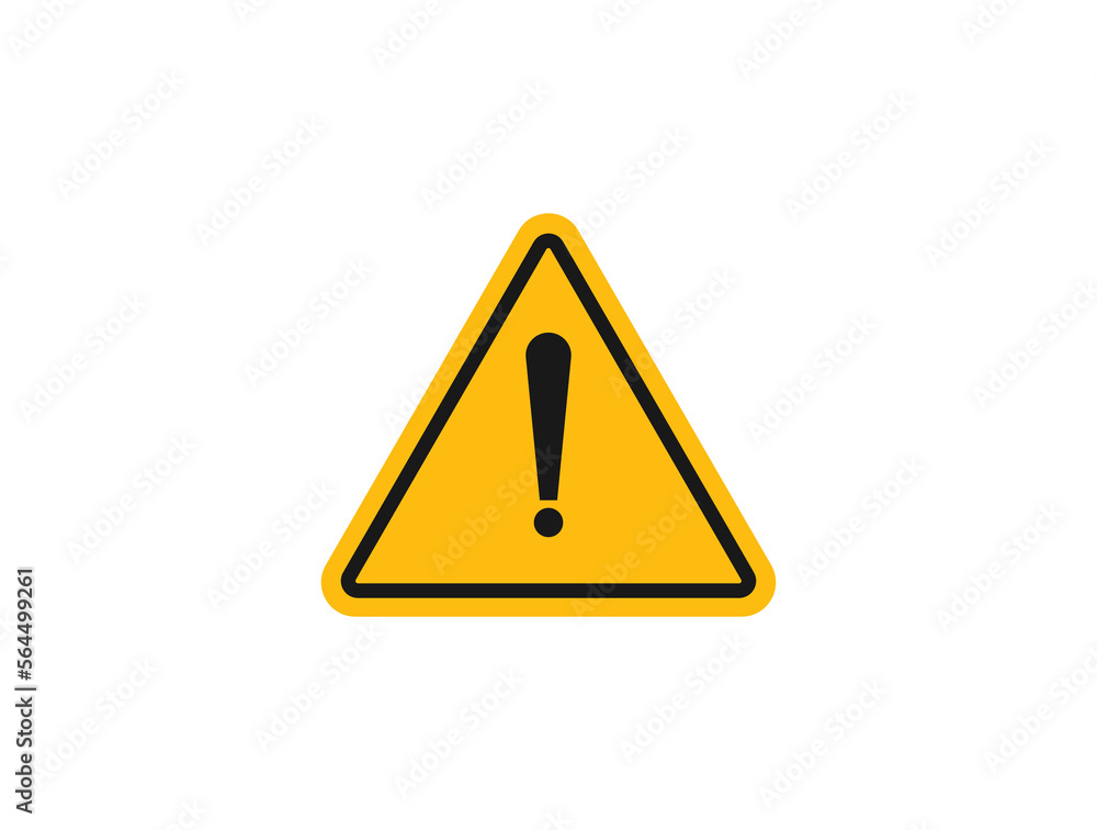 Vector yellow triangle sign - black silhouette exclamation mark ...