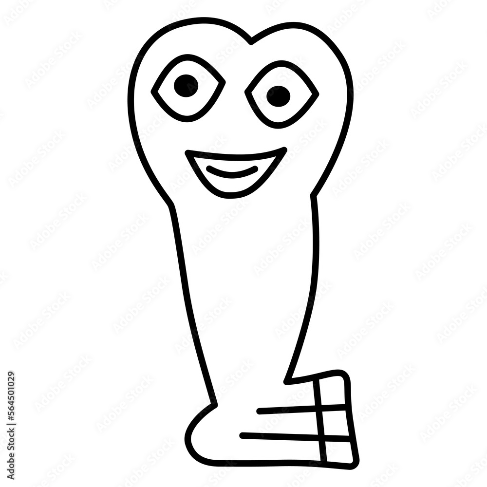 Funny anthropomorphic human foot or leg with eyes and smiling mouth ...