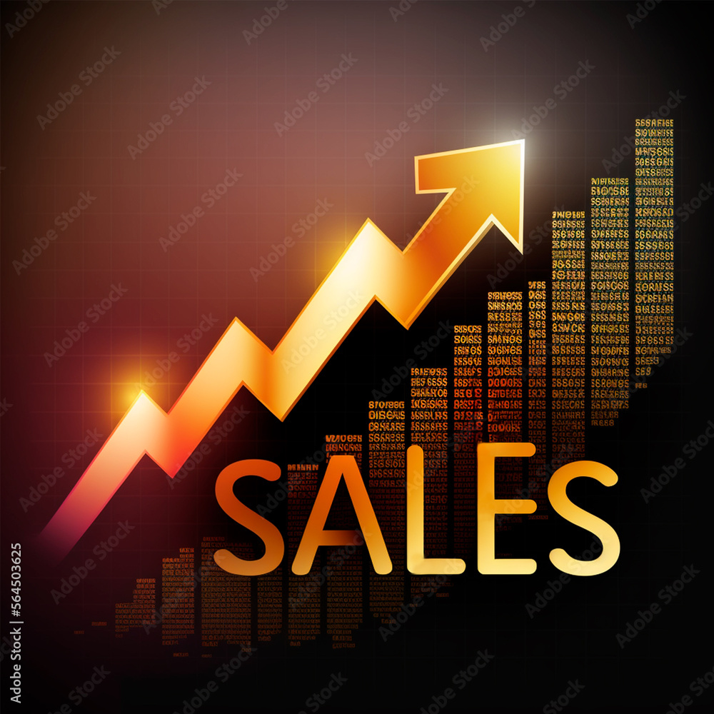 The image shows the increase in sales over time, highlighted by an up ...