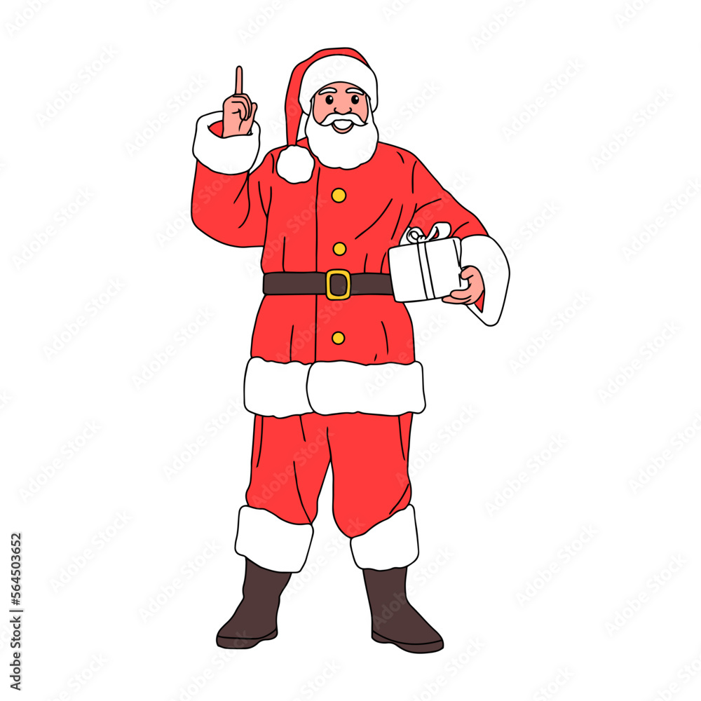 Vector cartoon illustration of cute traditional Santa Claus character ...