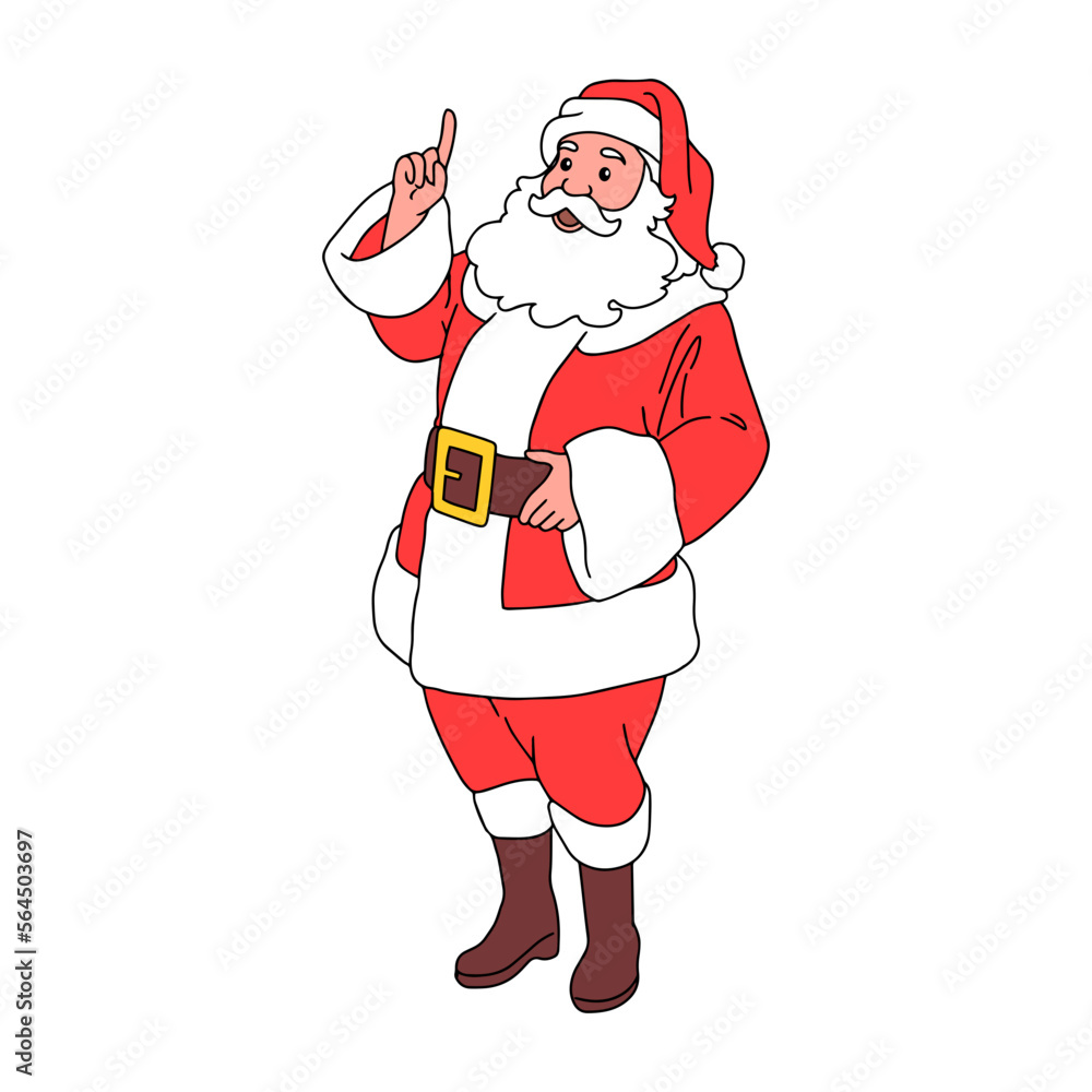 Vector cartoon illustration of cute traditional Santa Claus character ...